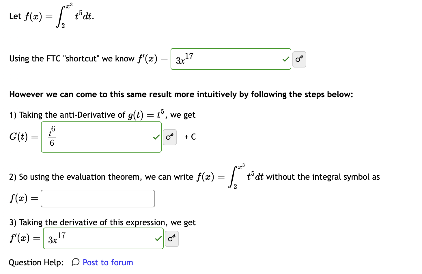 Solved Let f(x)=∫2x3t5dtUsing the FTC "shortcut" we know | Chegg.com