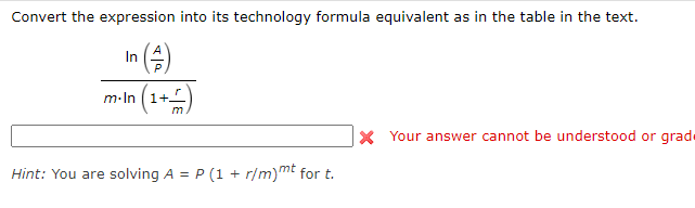 Solved Convert the expression into its technology formula | Chegg.com