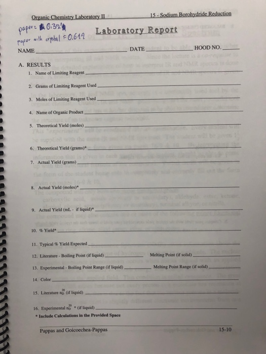 Solved Hello! I need help filling out the two pages for my | Chegg.com