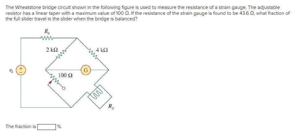 Solved The Wheatstone bridge circuit shown in the following | Chegg.com