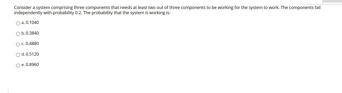 Solved Consider a system comprising three components that | Chegg.com