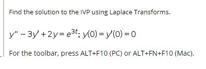 Solved Find the solution to the IVP using Laplace | Chegg.com