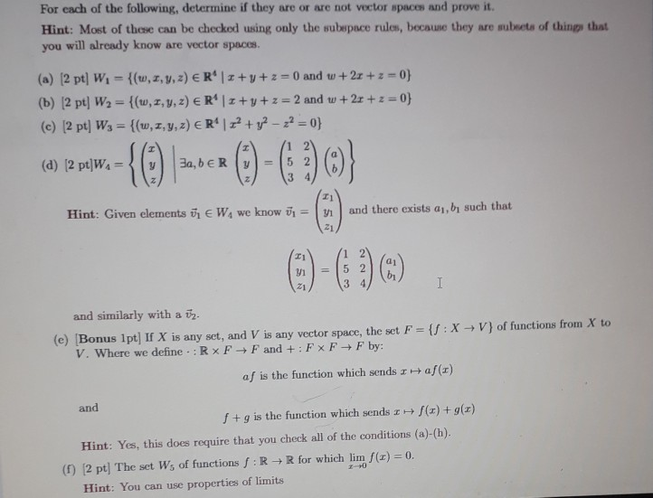 Solved For each of the following, determine if they are or | Chegg.com