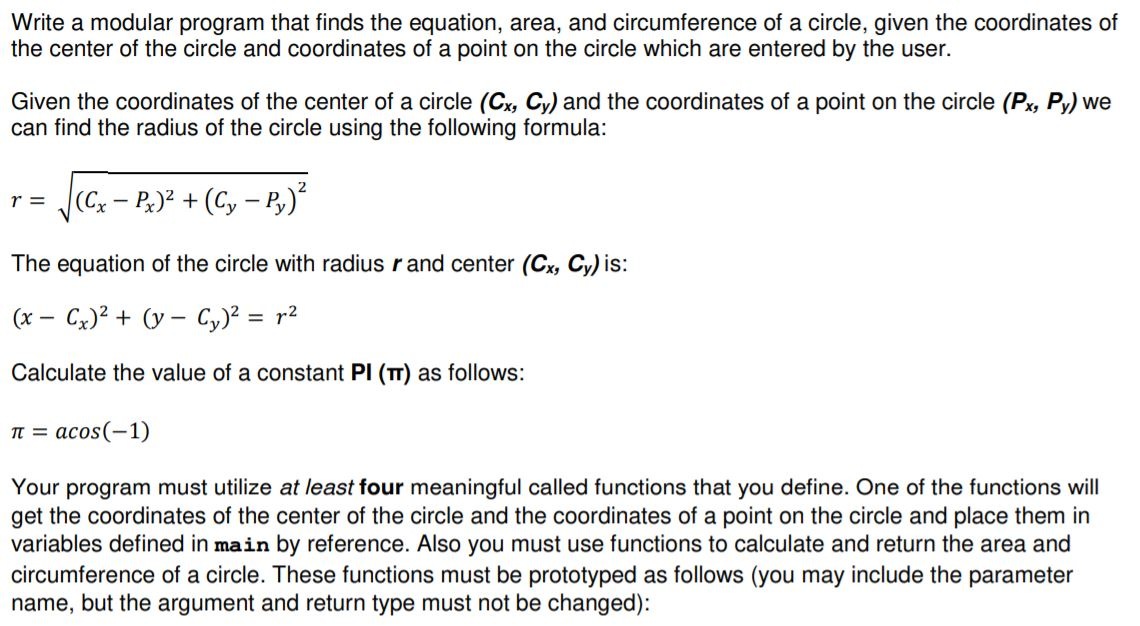 Write a modular program that finds the equation, | Chegg.com
