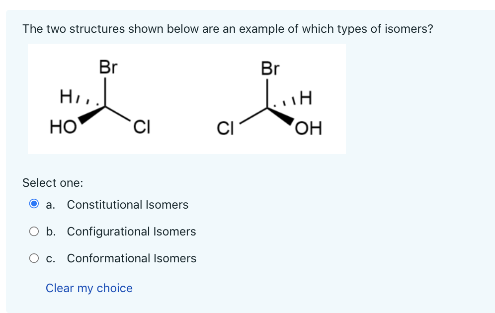 Solved The two structures shown below are an example of | Chegg.com