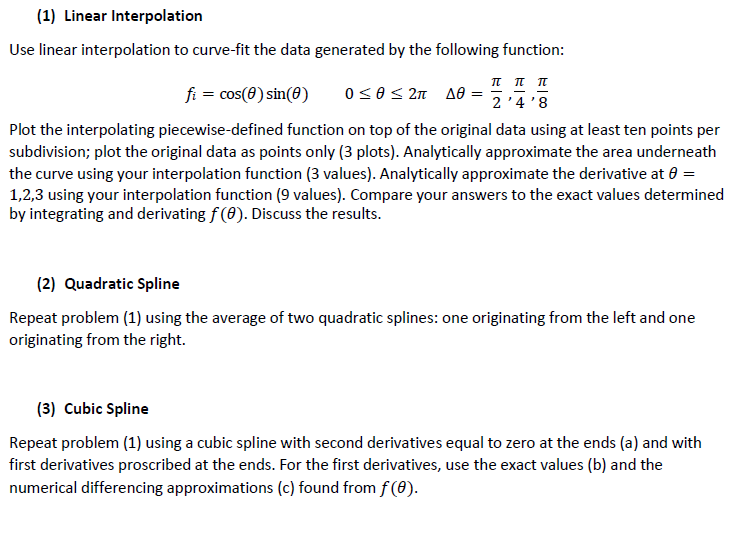 (1) Linear Interpolation Use linear interpolation to | Chegg.com