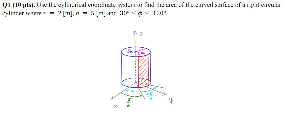 Solved Q1 (10 pts). Use the cylindrical coordinate system to | Chegg.com