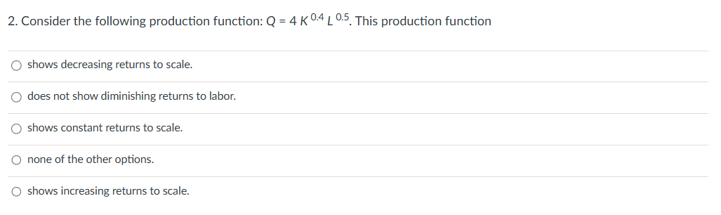 Solved Consider the following production function: | Chegg.com Solved Consider the following production function: | Chegg.com