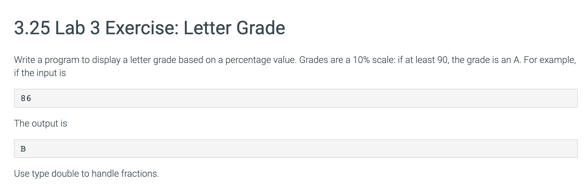 Solved Write the code in Java3.25 ﻿Lab 3 ﻿Exercise: Letter | Chegg.com