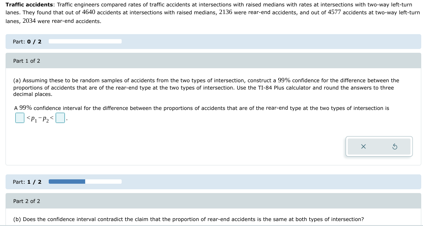 Solved Traffic accidents: Traffic engineers compared rates | Chegg.com