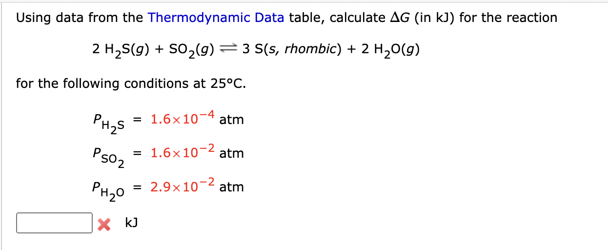 Solved Using data from the Thermodynamic Data table, | Chegg.com