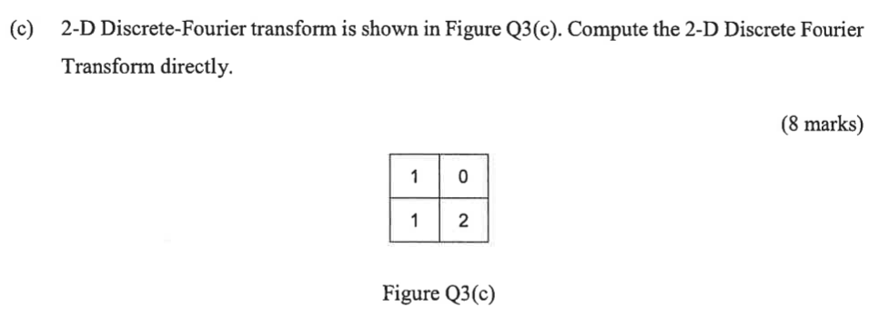 Solved c) 2-D Discrete-Fourier transform is shown in Figure | Chegg.com