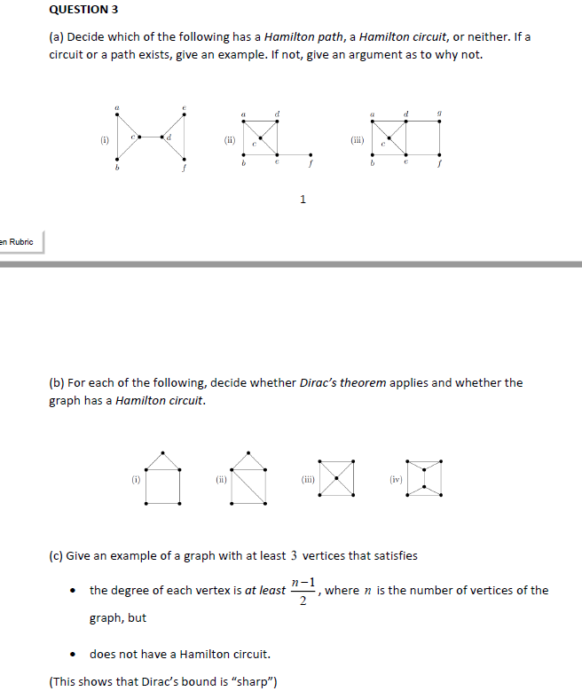 Solved en Rubric QUESTION 3 (a) Decide which of the | Chegg.com