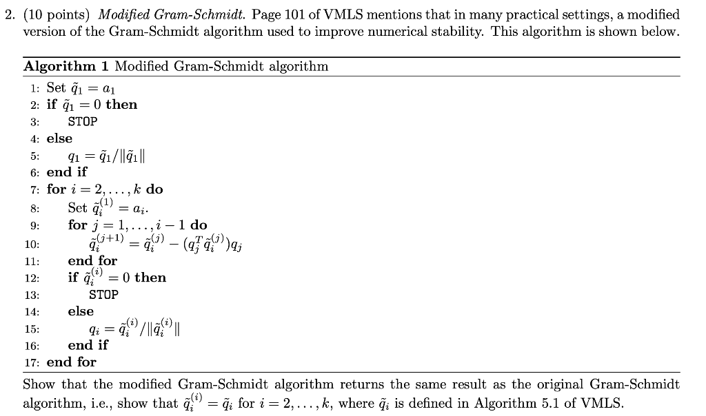 2 10 Points Modified Gram Schmidt Page 101 Of