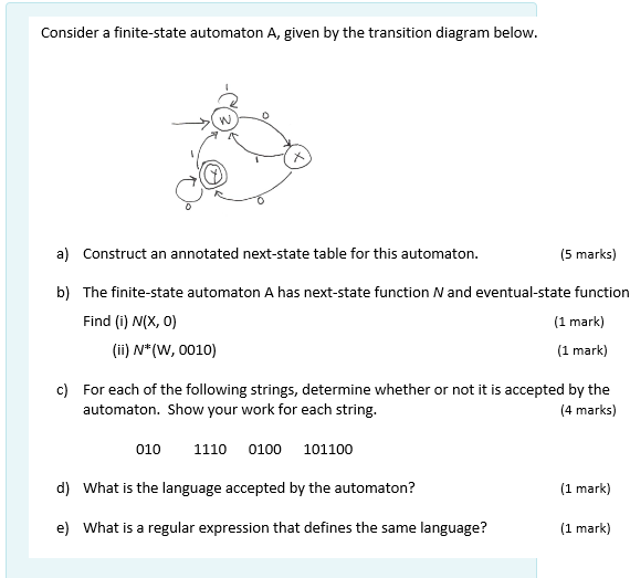 Solved Consider A Finite State Automaton A Given By The
