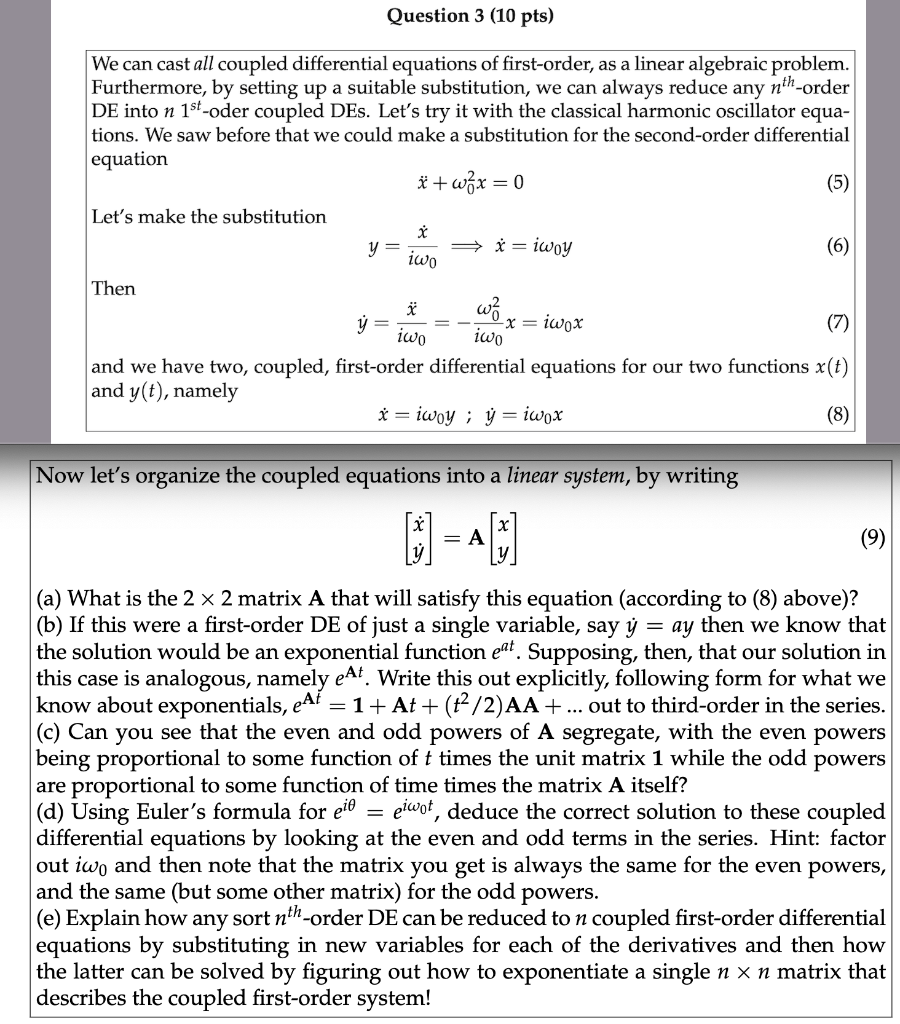 Solved Question 3 (10 pts) We can cast all coupled | Chegg.com