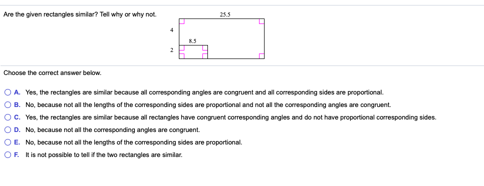 Solved Are the given rectangles similar? Tell why or why | Chegg.com