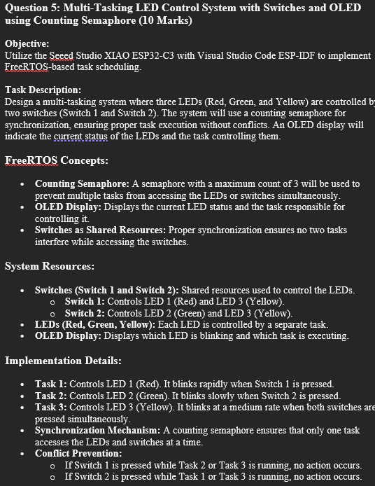 Solved Question 5: Multi-Tasking LED Control System with | Chegg.com