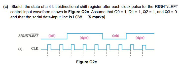 Solved (c) Sketch the state of a 4-bit bidirectional shift | Chegg.com
