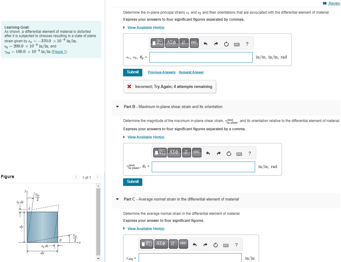 Solved Determine the in-plane principal strains ϵ1 and ϵ2 | Chegg.com Solved Determine the in-plane principal strains ϵ1 and ϵ2 | Chegg.com