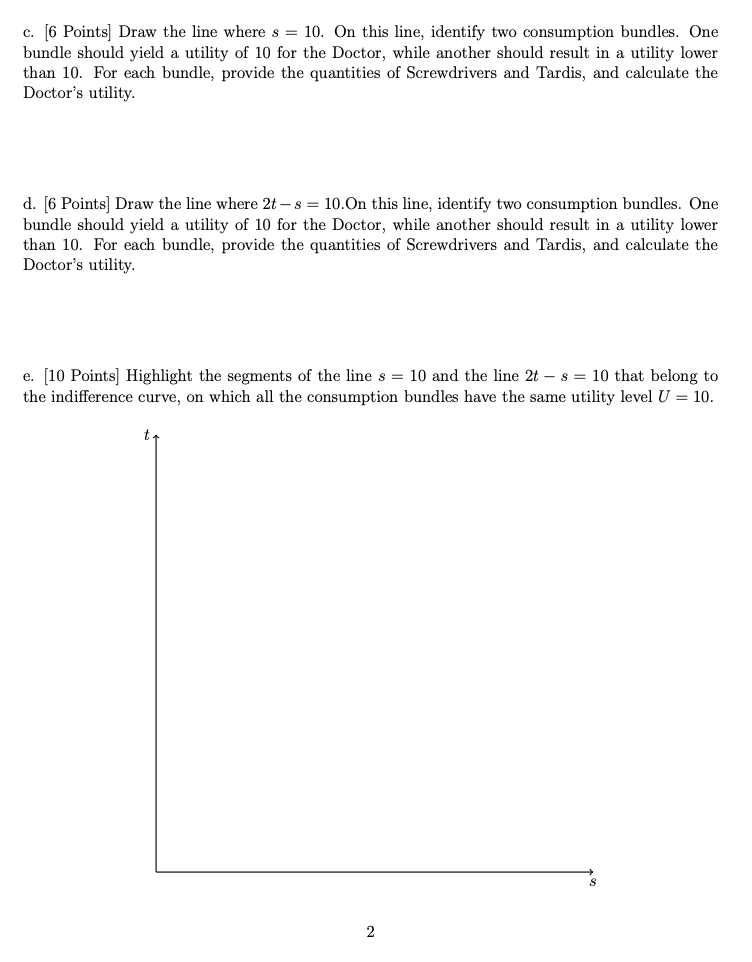 Solved c. [6 Points] Draw the line where s=10. On this line, | Chegg.com