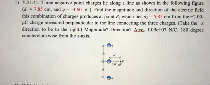 Solved Three negative point charges lie along a line as | Chegg.com