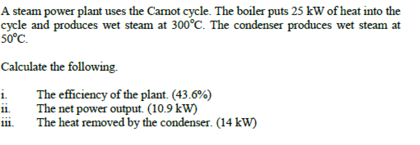 Solved A steam power plant uses the Camot cycle. The boiler | Chegg.com