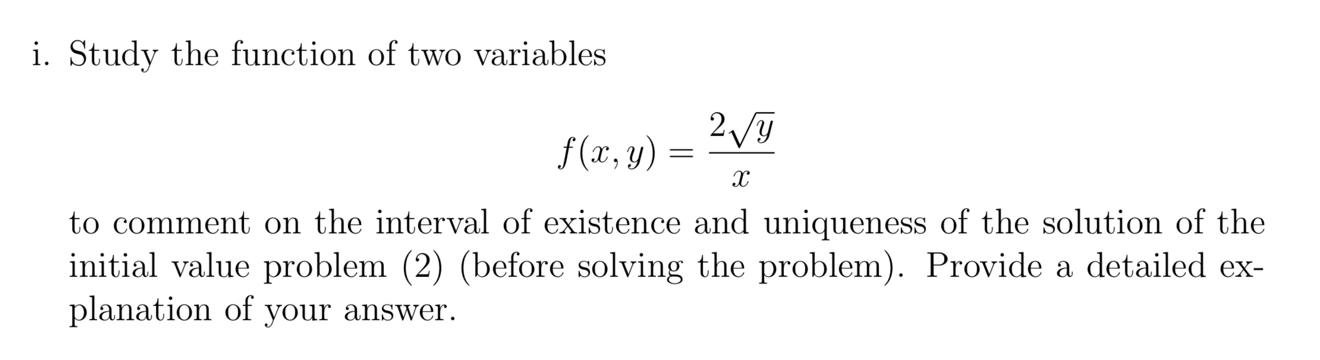 Solved i. ﻿Study the function of two variablesf(x,y)=2y2xto | Chegg.com