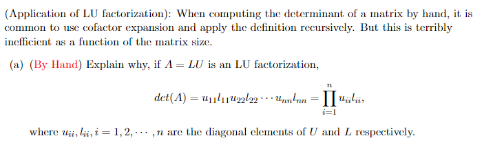 Solved ( Λ pplication of LU factorization): When computing | Chegg.com