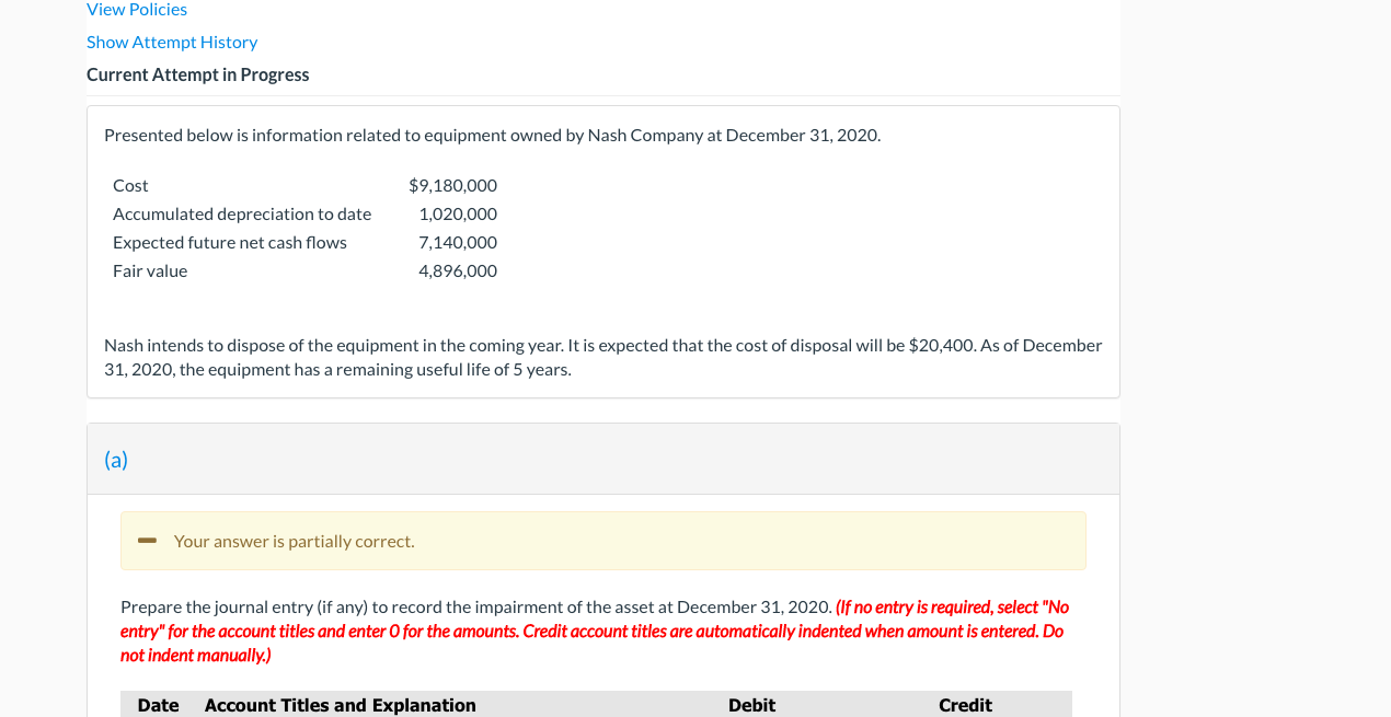 Solved View Policies Show Attempt History Current Attempt in | Chegg.com