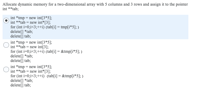 Solved Allocate dynamic memory for a two-dimensional array | Chegg.com