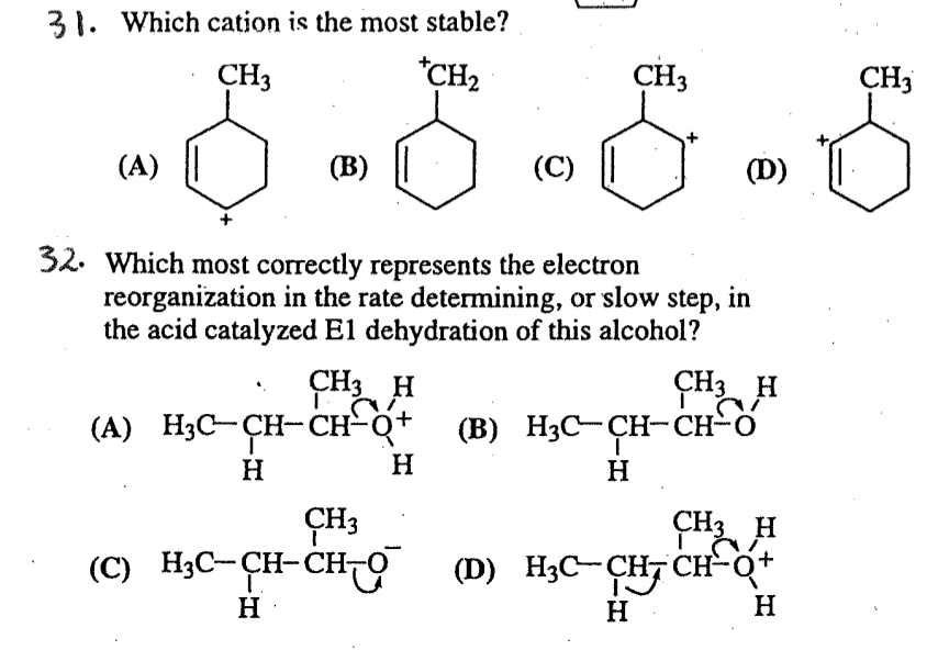 Solved 31. Which cation is the most stable? CH3 CH2 CH3 CH3 | Chegg.com