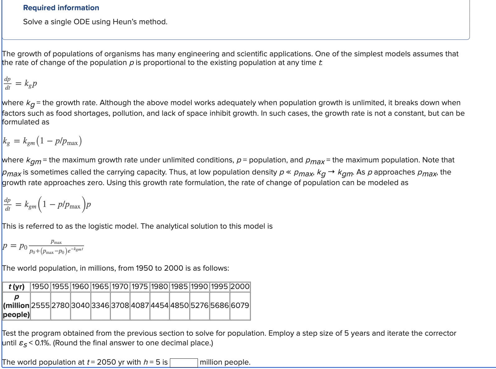Solved Required information Solve a single ODE using Heun's | Chegg.com