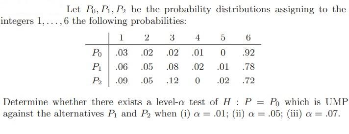 Solved Let Po, P1, P2 be the probability distributions | Chegg.com