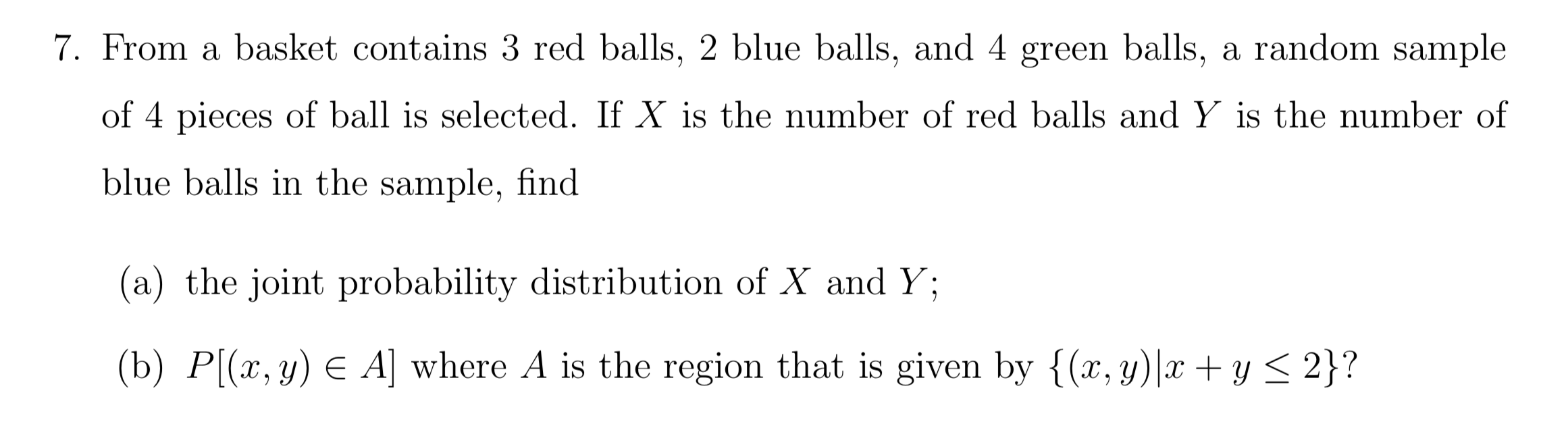 Solved 7. From a basket contains 3 red balls, 2 blue balls, | Chegg.com