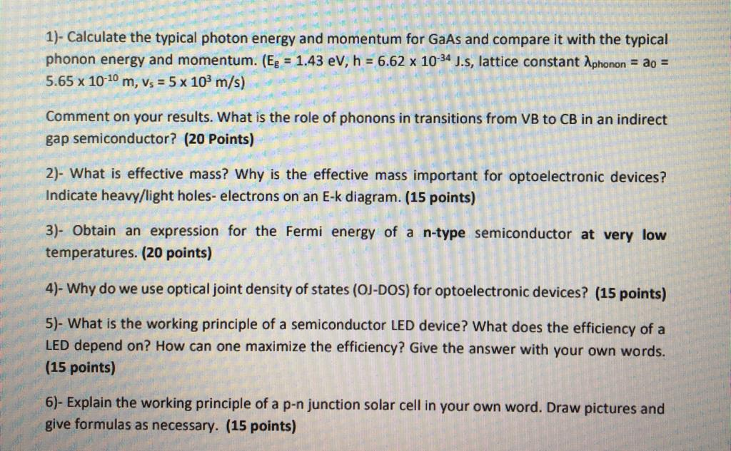 Solved 1)- Calculate the typical photon energy and momentum | Chegg.com