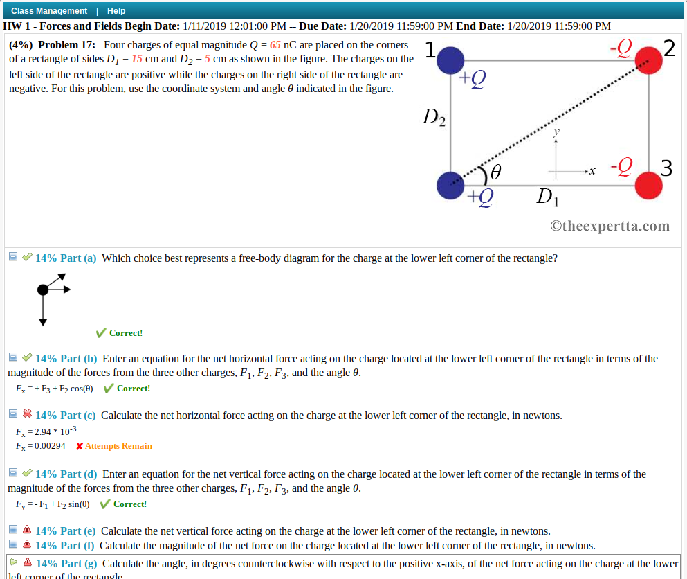 Solved Class Management Help HW 1 - Forces and Fields Begin | Chegg.com