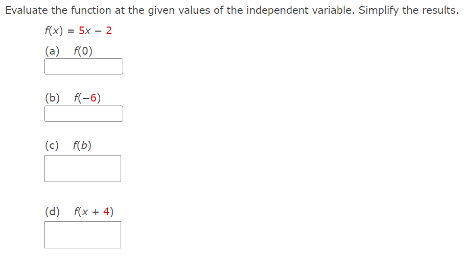 Solved Evaluate the function at the given values of the | Chegg.com
