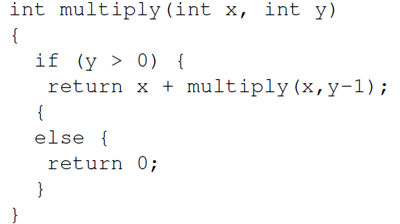 Solved int multiply(int x, int y) { if (y > 0) { return x + | Chegg.com