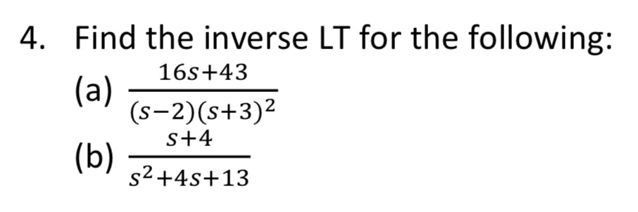Solved Find the inverse LT for the | Chegg.com