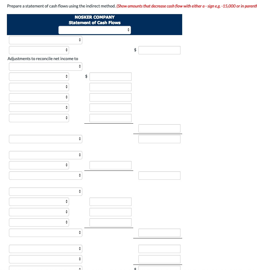 Solved Prepare a statement of cash flows using the | Chegg.com
