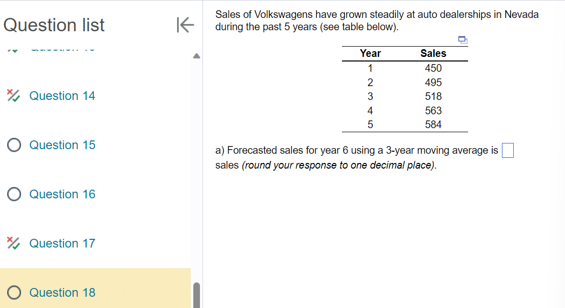 Solved Question list Question 14 Question 15 Question 16 | Chegg.com
