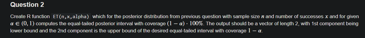 Solved Question 2create R Function Etnxα which For The