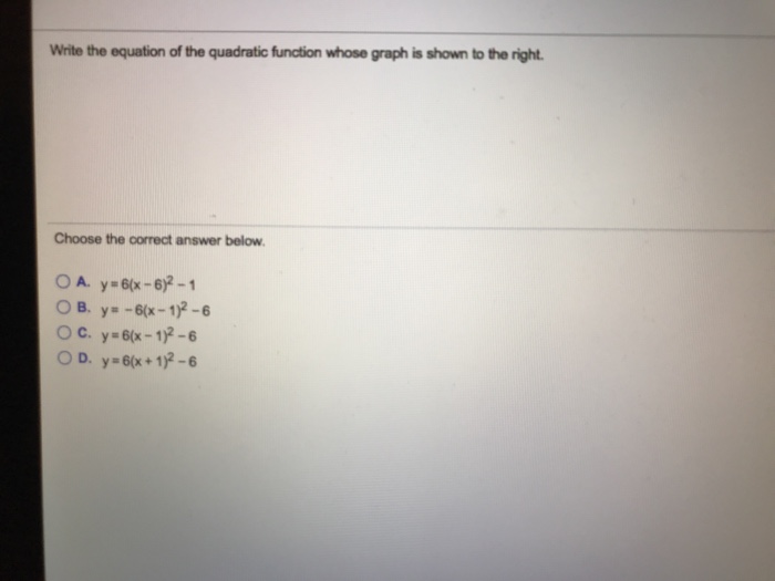 Solved Write the equation of the quadratic function whose | Chegg.com