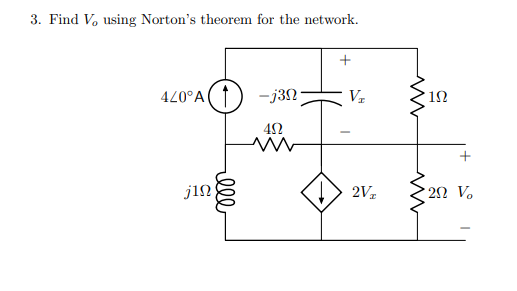 Solved 3. Find Vo using Norton's theorem for the network. | Chegg.com