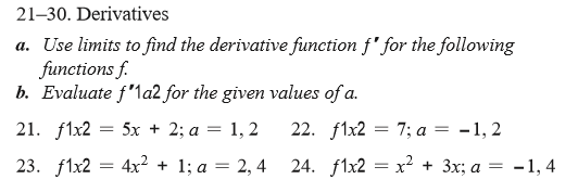 Solved 21–30. Derivatives a. Use limits to find the | Chegg.com