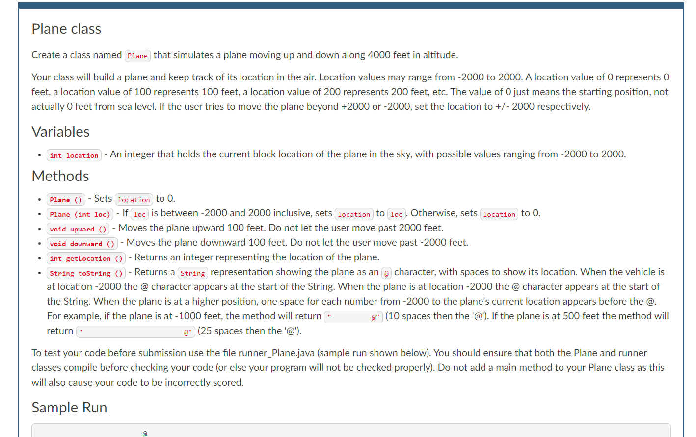 Solved Plane class Create a class named that simulates a | Chegg.com