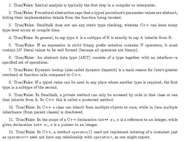 Solved 2. True/False: Procedural a.bstraction says that a | Chegg.com