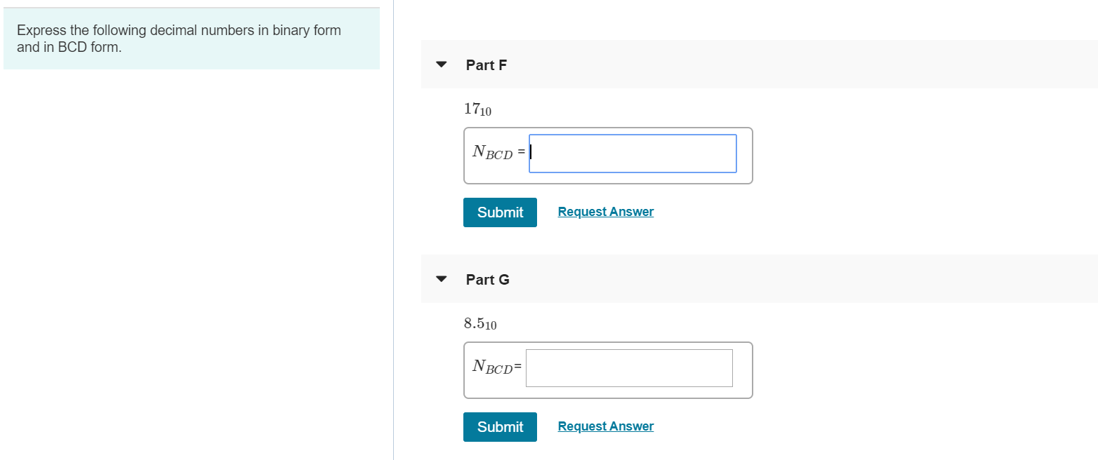 Solved Express the following decimal numbers in binary form | Chegg.com