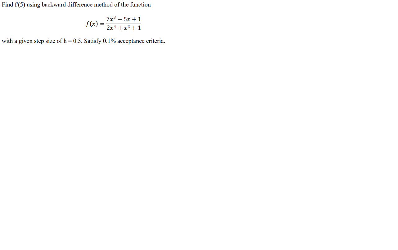 Solved Find f(5) using backward difference method of the | Chegg.com